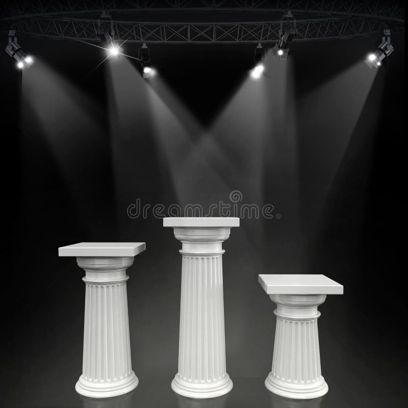 Illuminated Empty Stage Podiums for Award Ceremony Stock Photo - Image ...