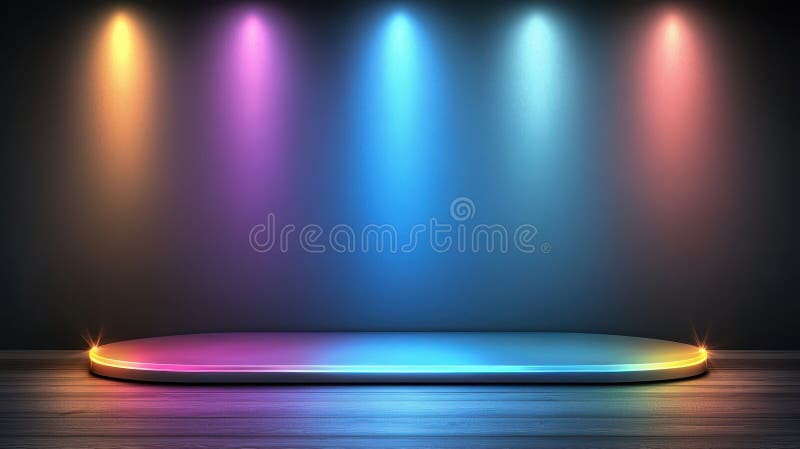 Illuminated Empty Stage with Spotlights and a Polished Wooden Floor ...