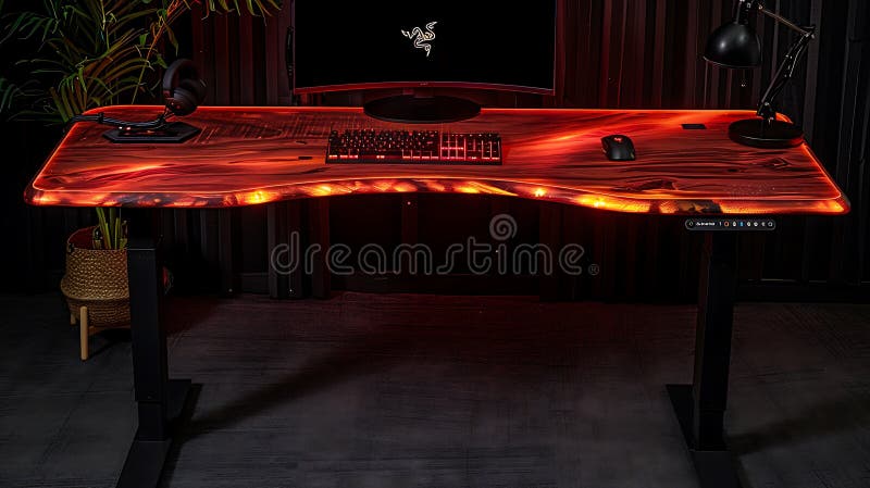 Illuminated Ergonomic Desk Setup with Modern Gaming Peripherals and ...