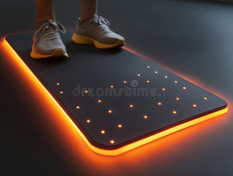 Illuminated Exercise Mat with Feet Standing on it Stock Illustration ...
