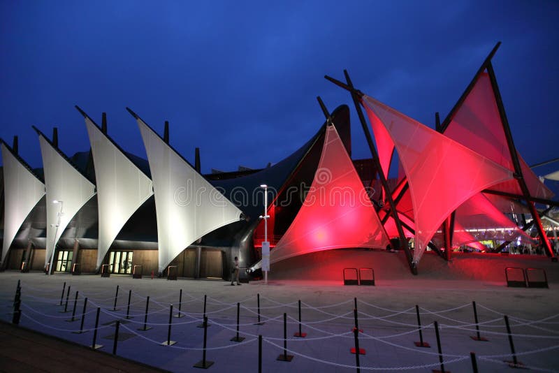 Illuminated Exhibition Hall at Milan Expo Editorial Stock Image - Image ...