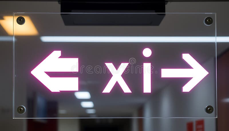 Illuminated Exit Sign with Arrows, Representing Direction, Guidance ...