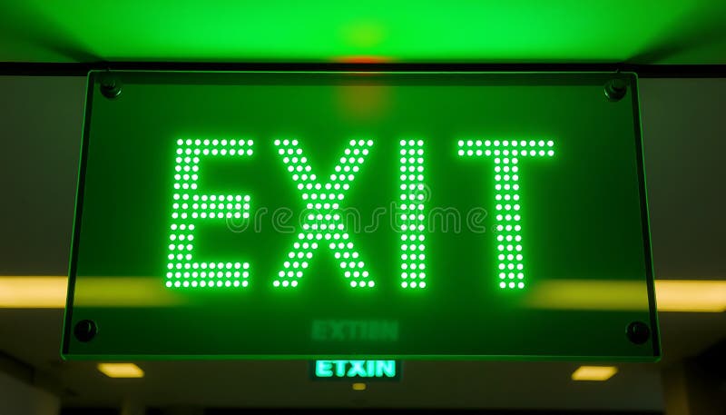 Illuminated EXIT Sign in Dark Setting Generative AI Stock Illustration ...