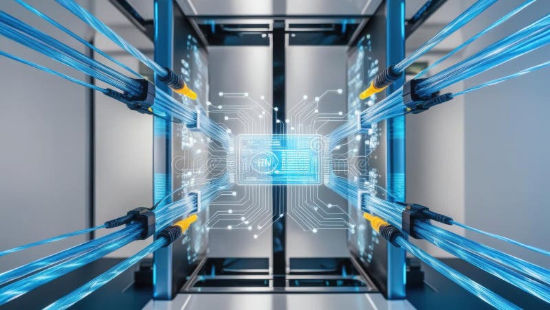 Illuminated Fiber Connections Create Holographic Data Stream in Cyber ...