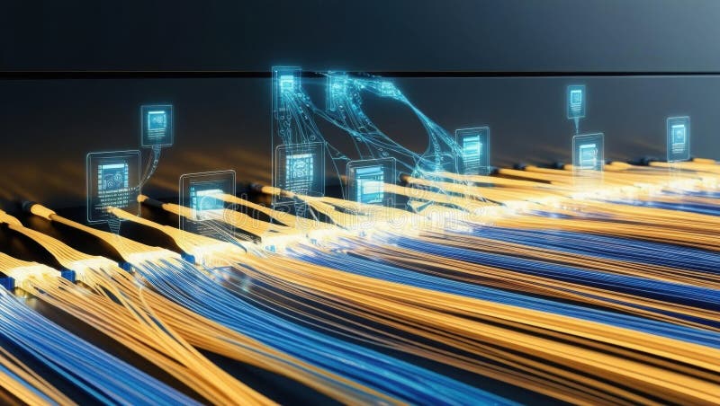 Illuminated Fiber Links Create Sleek Futuristic Ambiance, Showcasing ...