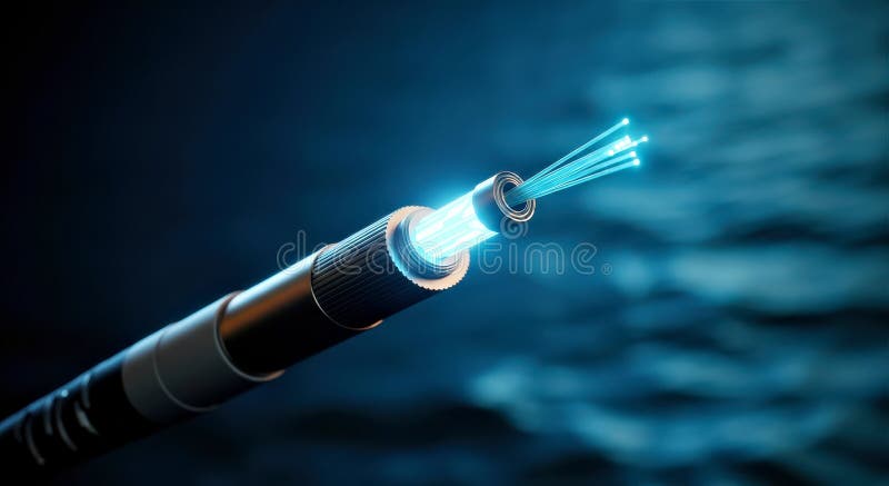 Illuminated Fiber Optic Cable Over Ocean: Connectivity and Technology ...