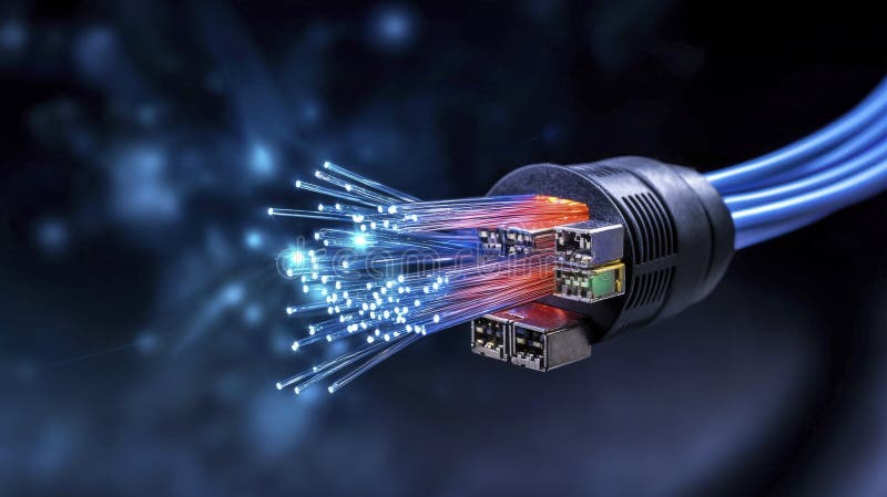 Illuminated Fiber Optic Cables Highlighting Technology Closeup Image ...