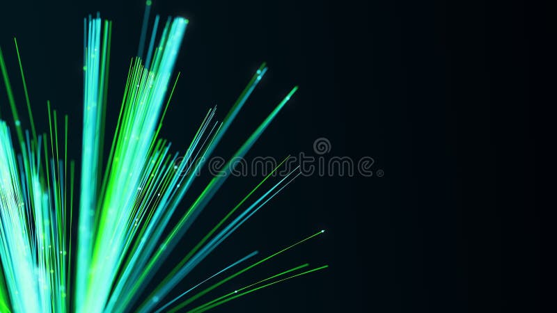 Illuminated Fiber Optic Cables with Moving Data. Glowing Internet Data ...