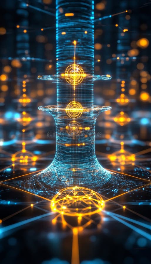 Illuminated Fiber Optic Connections Create a Dynamic Abstract ...