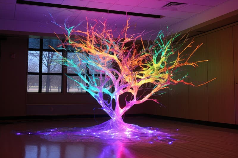 Illuminated Fiber Optic Tree Installation Stock Illustration ...