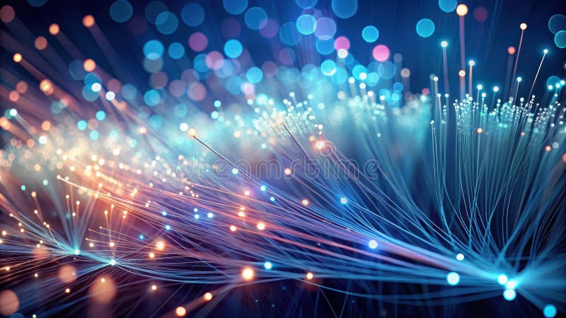 Illuminated Fiber Optics Network a Close-up View of Interconnected ...