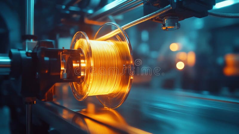Illuminated Filament Reel in Industrial 3D Printing Machine Stock ...