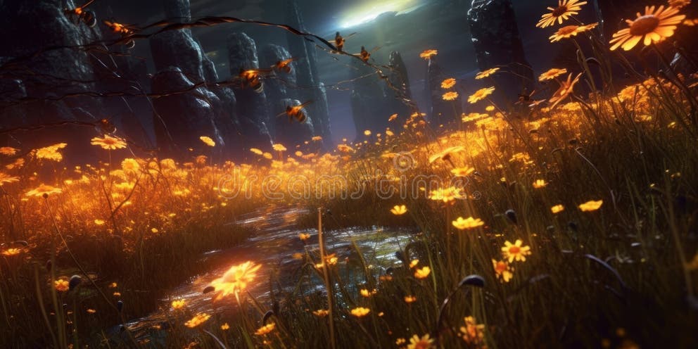 Illuminated Firefly Night Sparkling Bugs in a Mesmerizing Scene ...