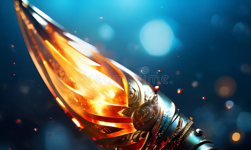 Illuminated Flame Torch with Intricate Design in Vibrant Light Stock ...