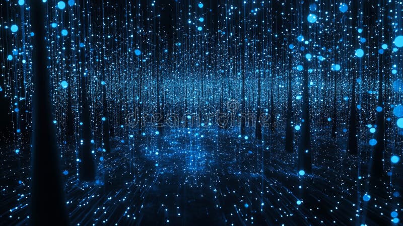 Illuminated Forest Blue Lights Abstract Night Art Installation Design ...
