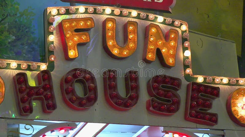 Illuminated Fun House Sign at County Fair Stock Footage - Video of ...