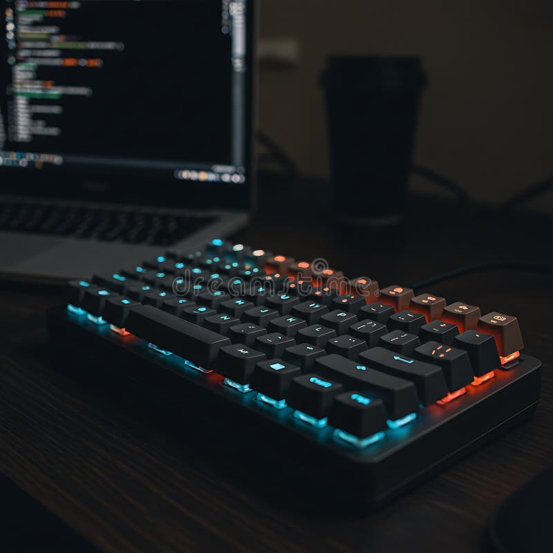 Illuminated Gaming Keyboard Dark Ambient Tech Scene Stock Photos - Free ...