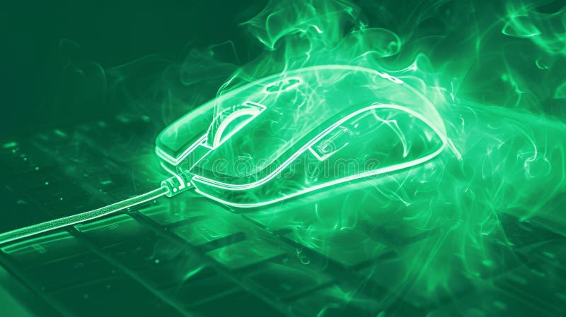 Illuminated Gaming Mouse with Green Smoke Effect Stock Photo - Image of ...