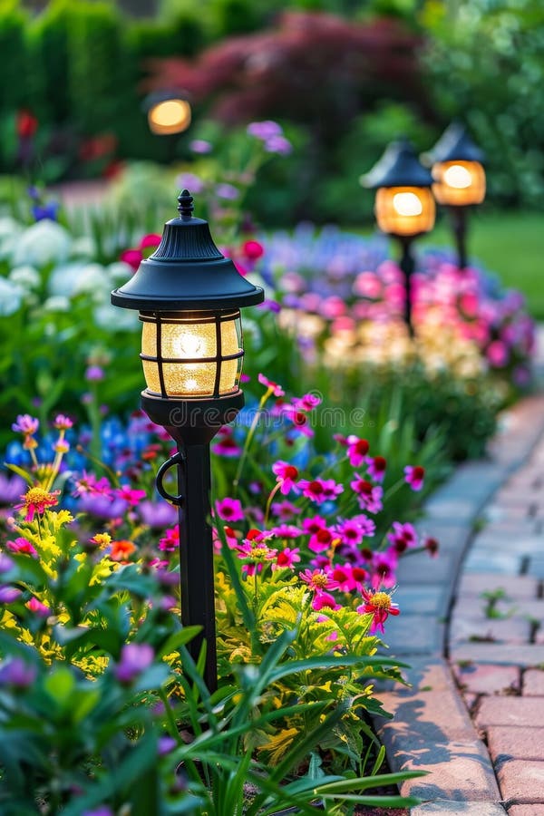 Illuminated Garden Path Solar-Powered Lanterns Create Enchanting ...