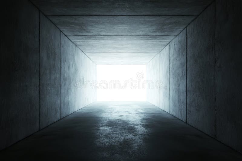 An Illuminated Gate Sits at the End of a Dark and Spooky Futuristic ...