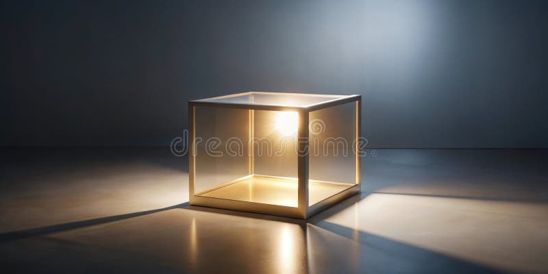 Illuminated Glass Cube on Reflective Surface a Symbol of Hope and ...