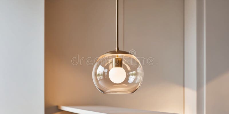 Illuminated Glass Globe Lamp Hanging Over Bar. Stock Illustration ...