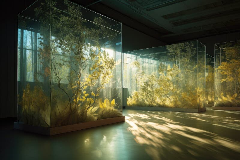 Illuminated Glass Installation Reflecting Sunlight Stock Illustration ...