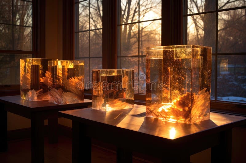 Illuminated Glass Installation Reflecting Sunlight Stock Illustration ...