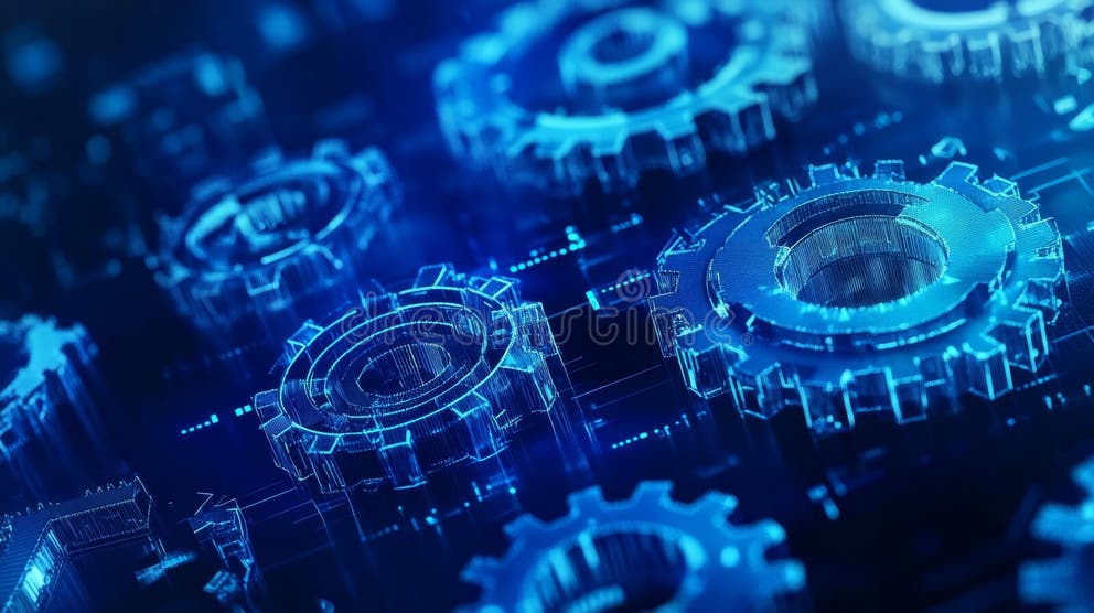 An Illuminated Glass Lightbulb, Interlinked with Gears, Embodies the ...