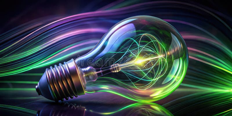 Illuminated Glass Sphere with Internal Energy Flow and Abstract ...