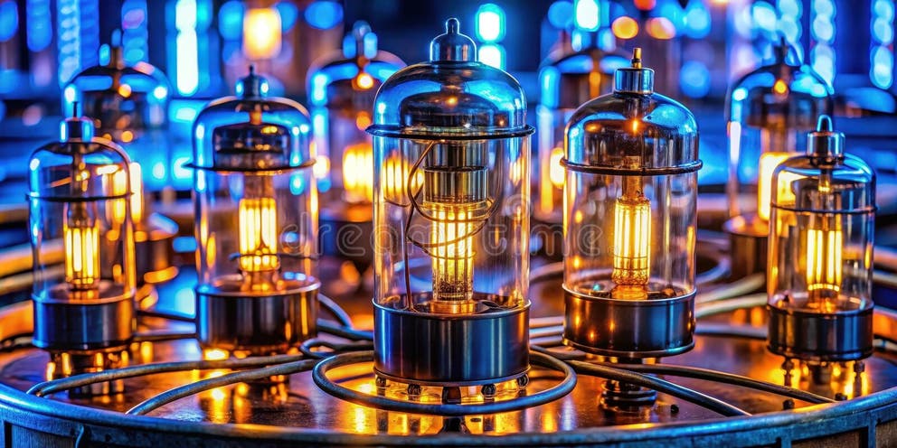 Illuminated Glass Vacuum Tubes in a Circular Array. Generative AI Stock ...