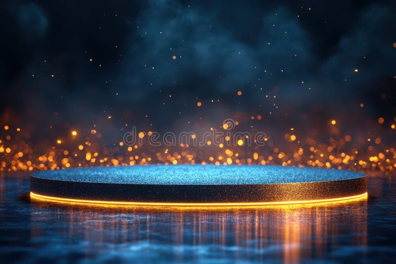 Illuminated Glittering Platform Magical Stage Design Stock Illustration ...
