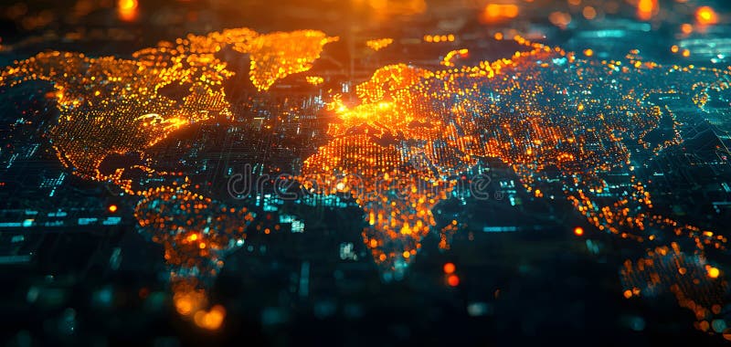 Illuminated Global E-commerce Activity Map Showcasing Vibrant Stock ...