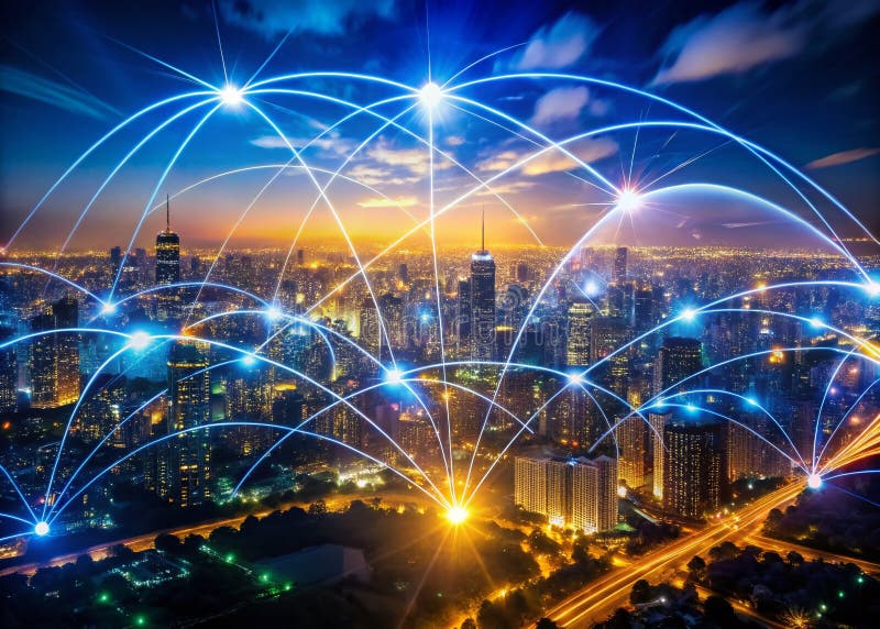 Illuminated Global Network a Night Cityscape Visualization of ...