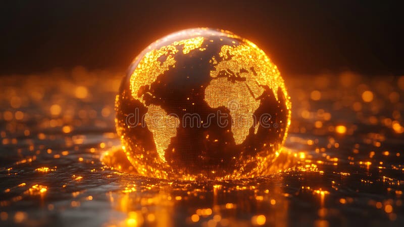 Illuminated Global Sphere Digital World Representation Stock ...