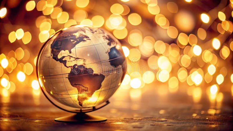 Illuminated Globe Against Festive Lights a Symbol of Global Connection ...