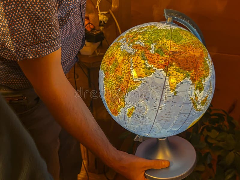 An Illuminated Globe As an Educational Gift for Children, Arousing ...