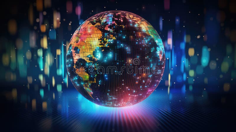 Illuminated Globe Data Illustration Colors Population Stock ...