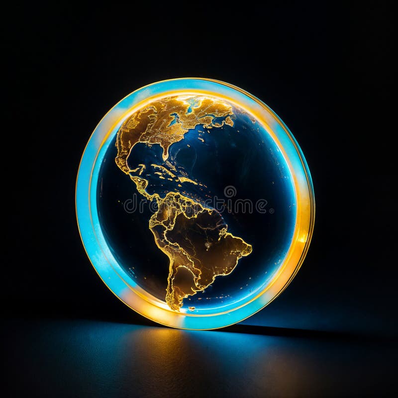 Illuminated Globe Highlighting Americas on Dark Background Stock ...