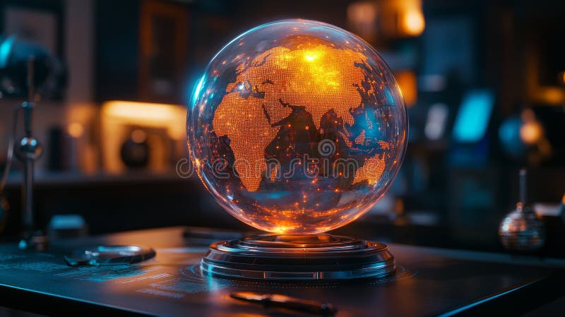 The Illuminated Globe Showcases Intricate World Map Designs in a ...