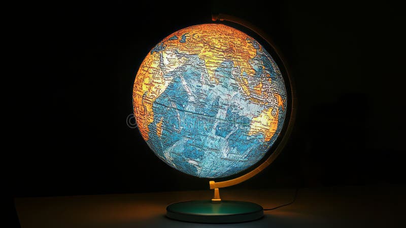Illuminated Globe. a Symbol of Global Vision, Travel and Education ...