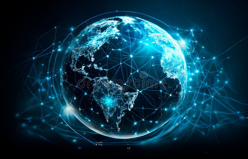 Illuminated Globe of the World Surrounded by a Glowing Network. AI ...