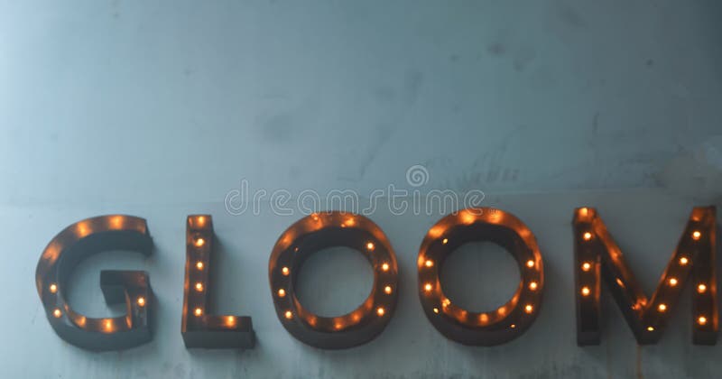 Illuminated Gloom Sign with Neon Letters Editorial Photo - Image of ...