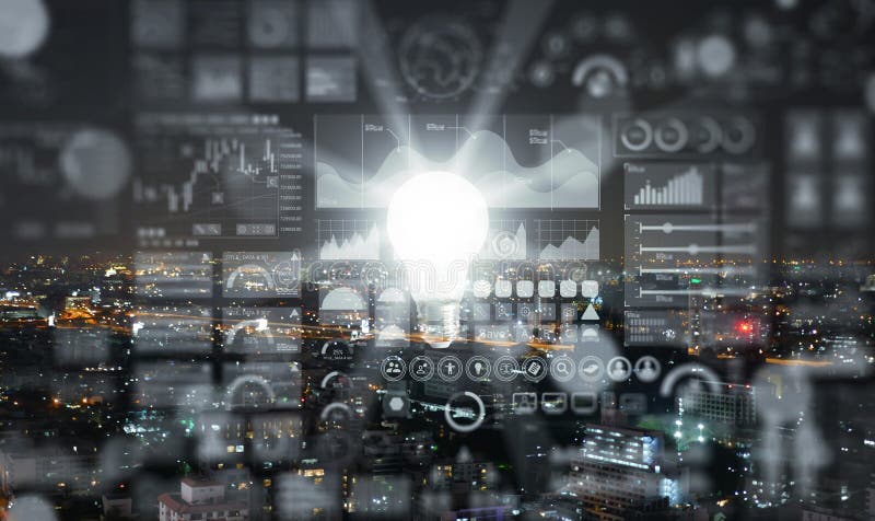 Illuminated or Glowing Lightbulb, White Light, on Dark Background with ...