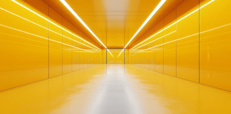 The Illuminated Gold Corridor is a Modern Architectural Interior with ...