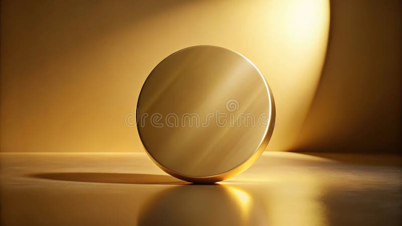 Illuminated Golden Disk on Reflective Surface a Study in Light and ...