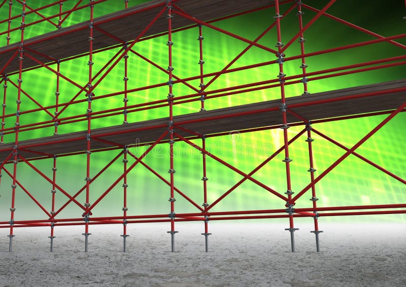 Illuminated Grid with 3D Scaffolding Stock Illustration - Illustration ...