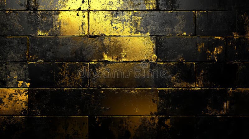 Illuminated Grunge Gold Brick Wall Background with Dramatic Lighting ...