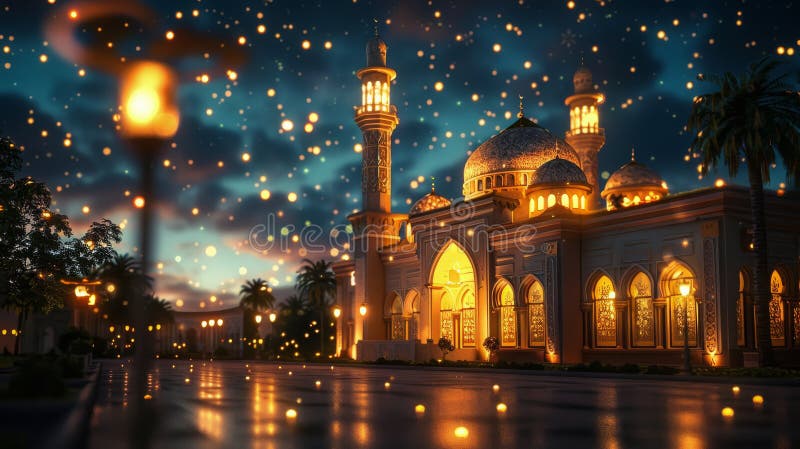 Illuminated Hallway Ornate Pillars Falling Lights Stock Photos - Free ...