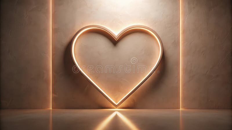 Illuminated Heart Shape on Textured Wall with Subtle Lighting ...